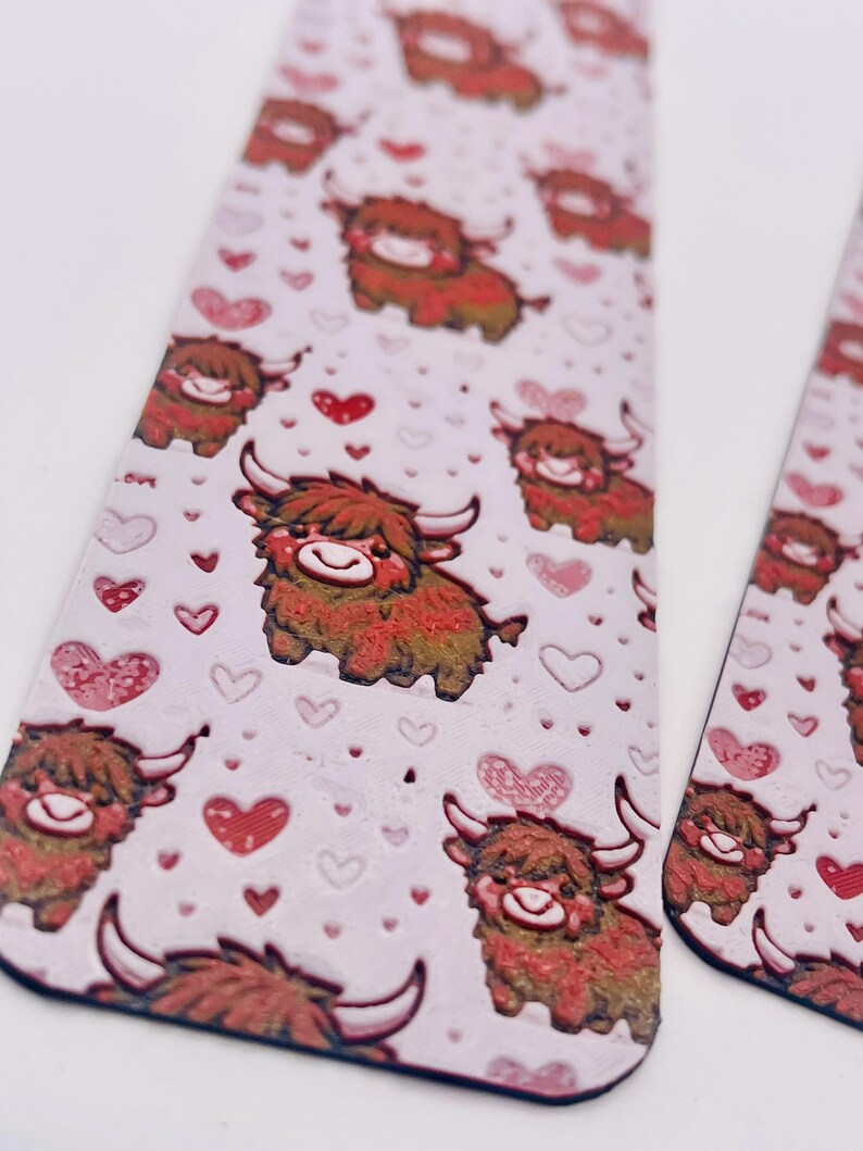 Valentines Highland Cow Bookmark, Love Heart Bookmark, Highland Cow ...