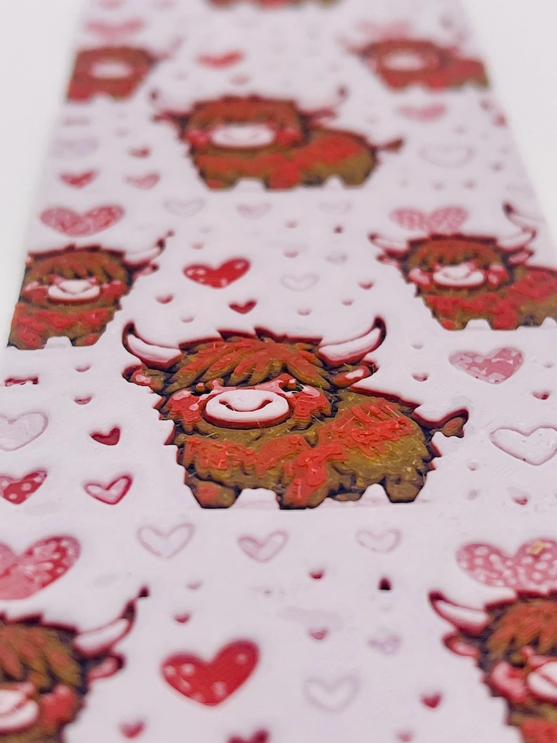 Valentines Highland Cow Bookmark, Love Heart Bookmark, Highland Cow ...