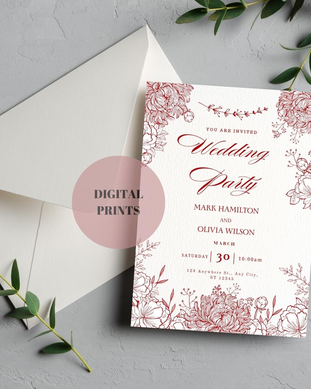 Red Flower Vintage Frames and Floral Motives, Wedding Frames, Red and ...