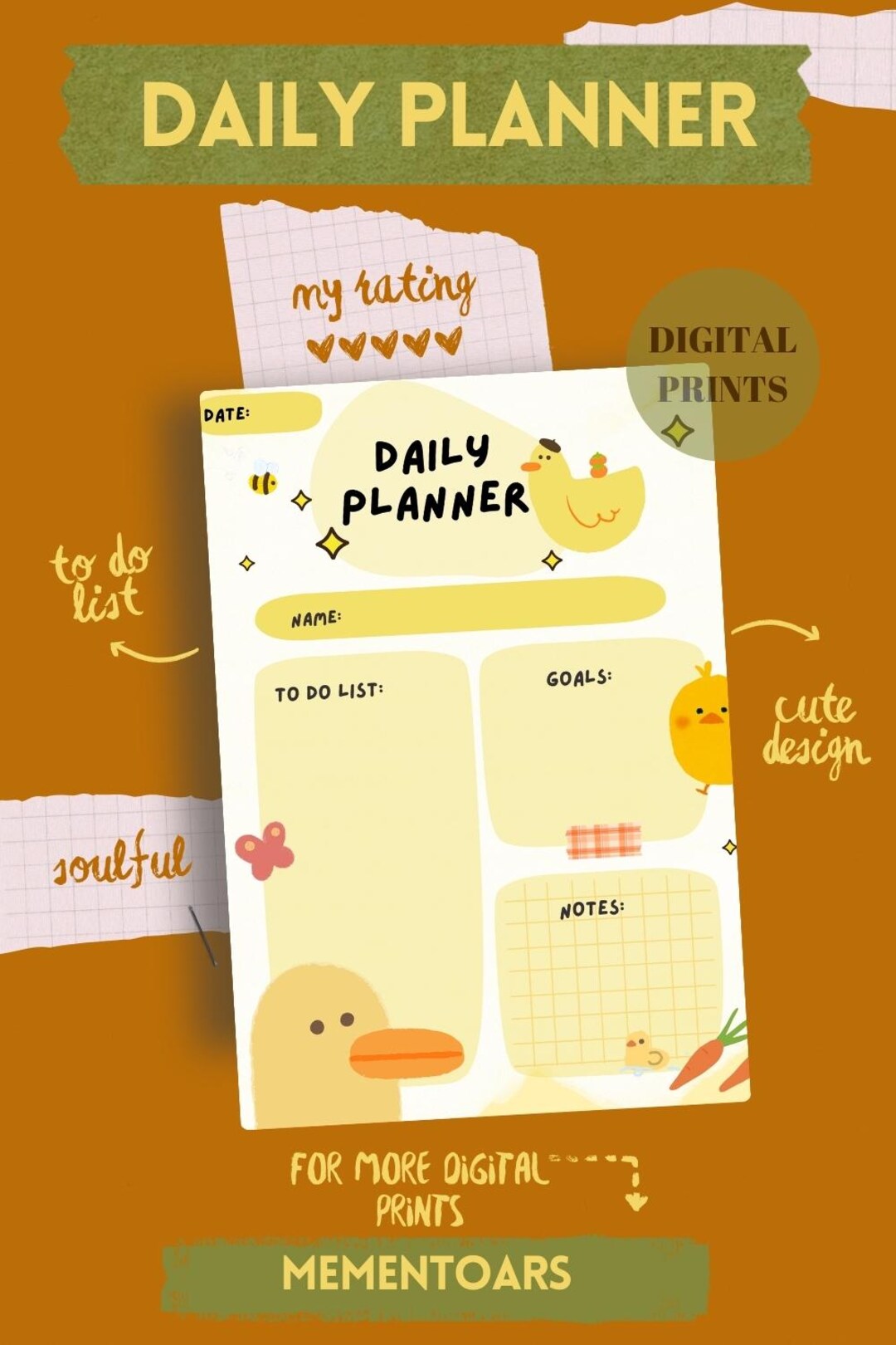 Duck Daily Planner Printable, Bird Design (digital Download - Etsy