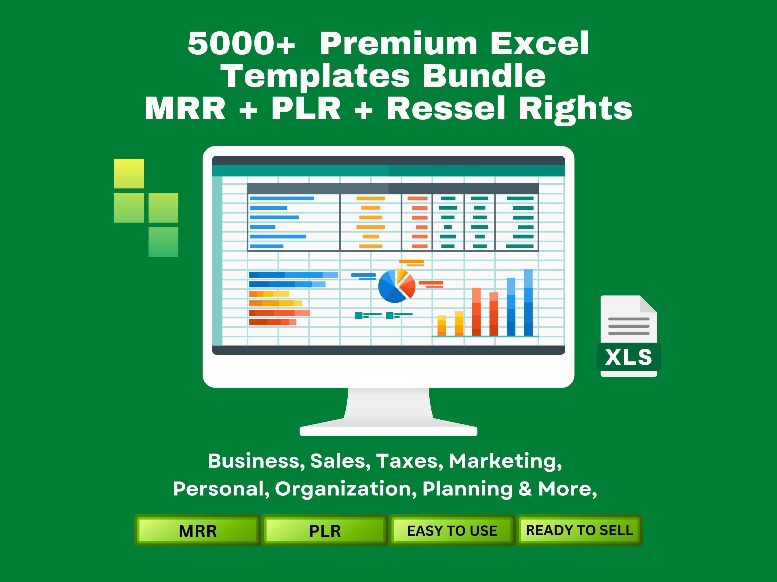 Plus de 5 000 modèles Excel premium Entreprise, vente, organisation, revente MRR, DPP inclus ...