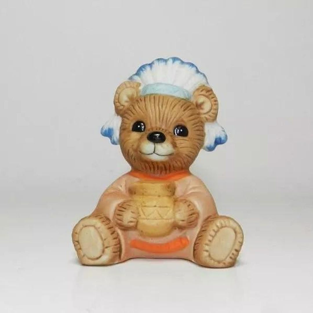 Vintage HOMCO Porcelain Bear Figurine - #5312 -thanksgiving Indian Bear ...