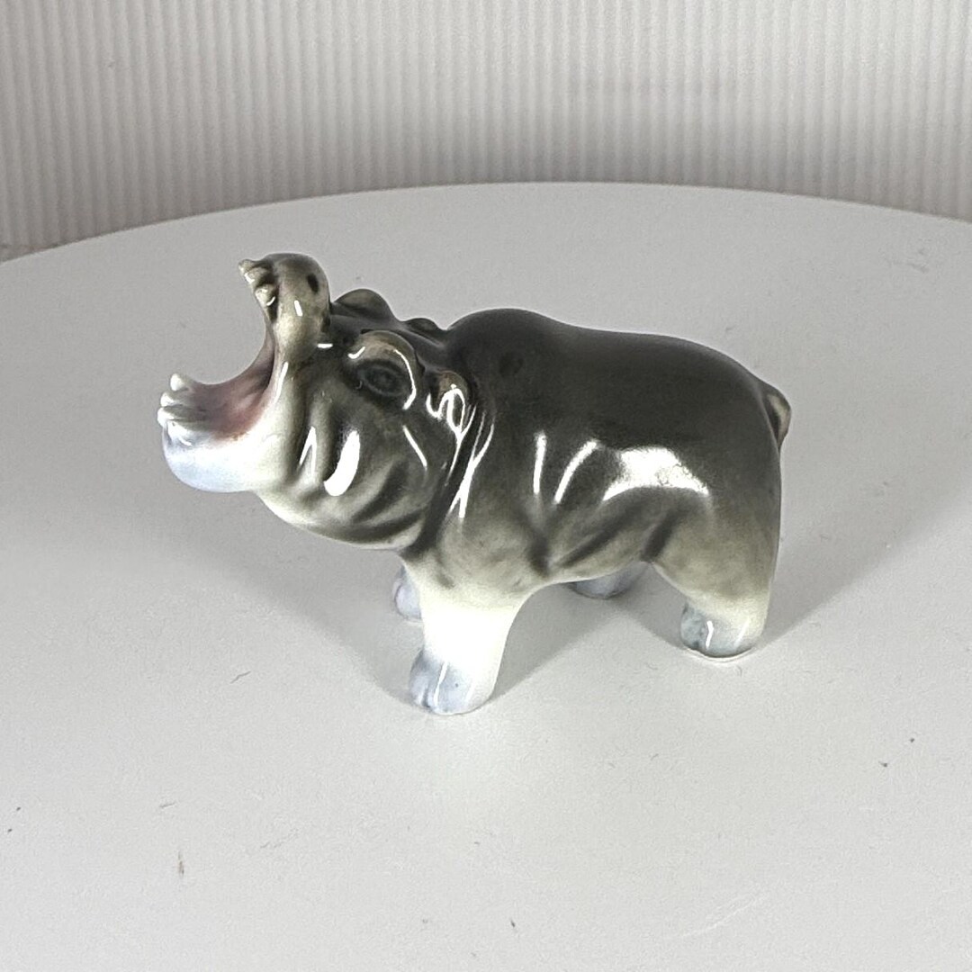 Miniature Porcelain Hippopotamus, Vintage Figurines, Hippopotamus ...