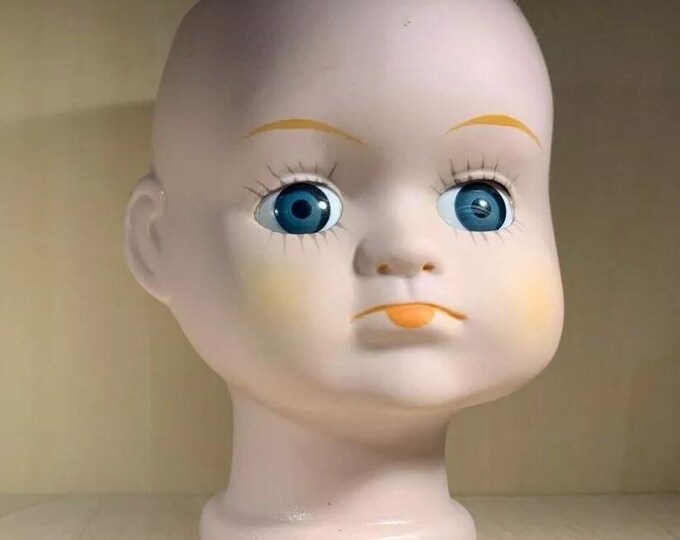 3 1/4" Bisque Porcelain Doll Head, Blue Eyes, Overall Height is 3 1/4 ...