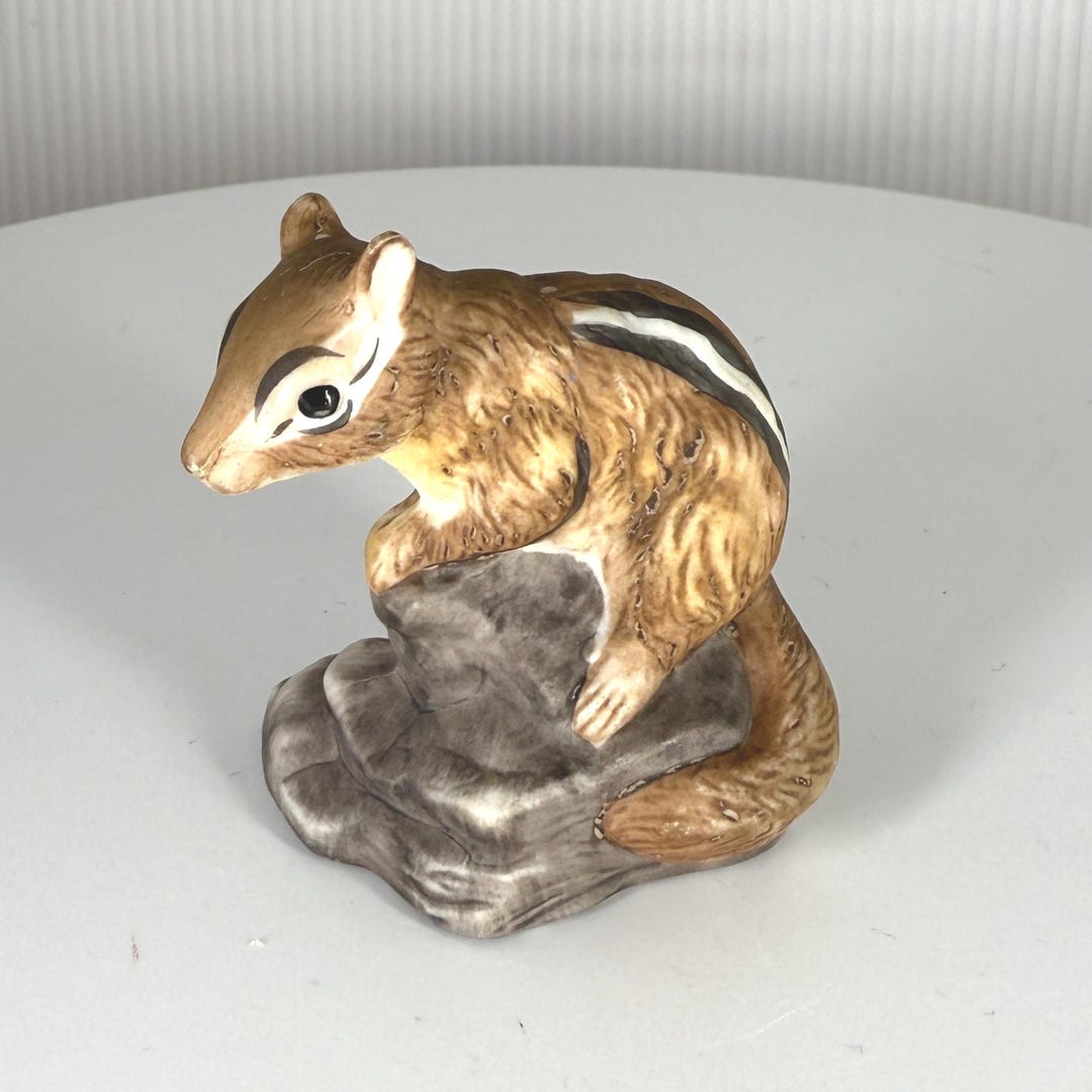 Miniature Porcelain Chipmunk, Vintage Figurines, Chipmunk Collectibles ...