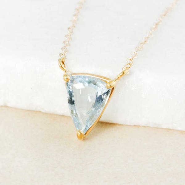 Trillion Cut Aquamarine Necklace - Etsy