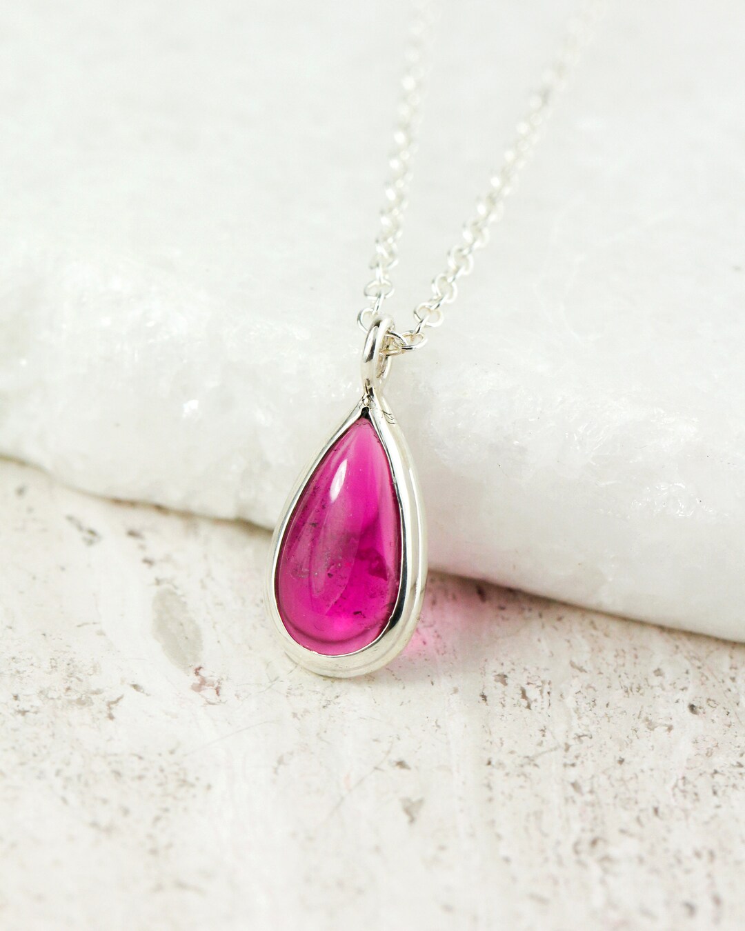 Silver Fuchsia Pink Tourmaline Pendant, Healing Heart Chakra Pendant ...