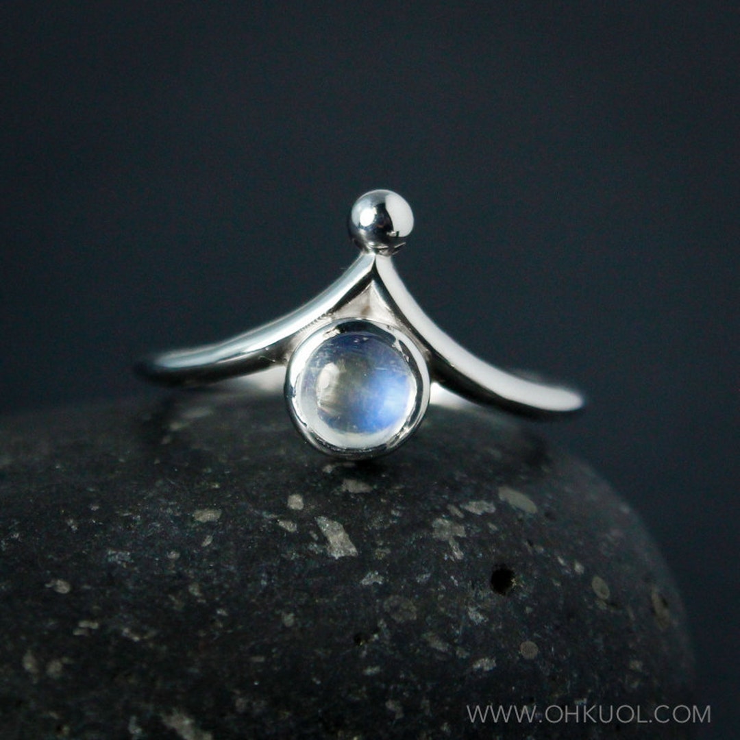 Rainbow Moonstone Crown Ring, Index Finger Moonstone Ring, Choose Your ...