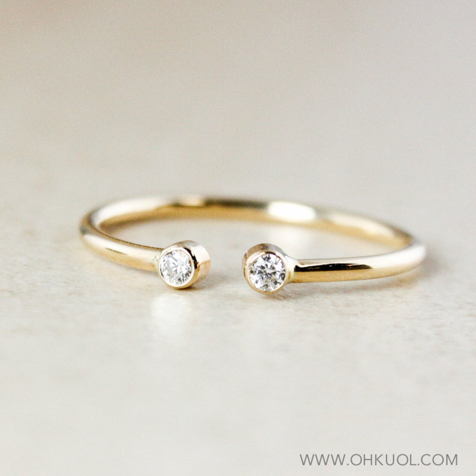 Yellow Gold Dainty Diamond Birthstone Mother Daughter Ring - Etsy