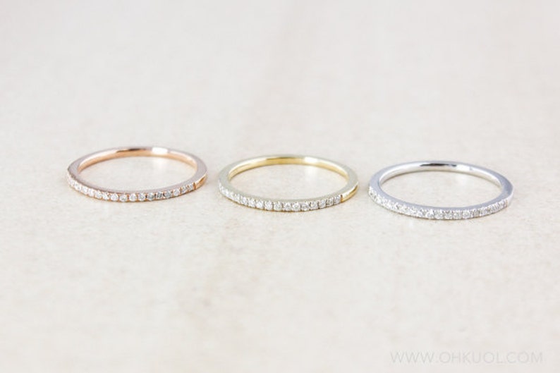 Simple Stackable Diamond Rings 10K Rose Gold 10k Yellow - Etsy