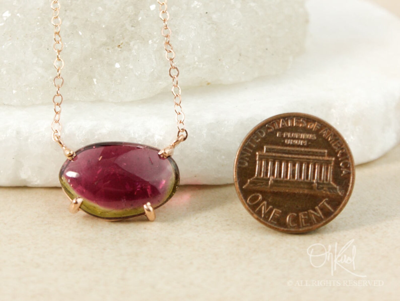 Freeform Watermelon Pink Tourmaline Gem Necklace, Organic Shape ...