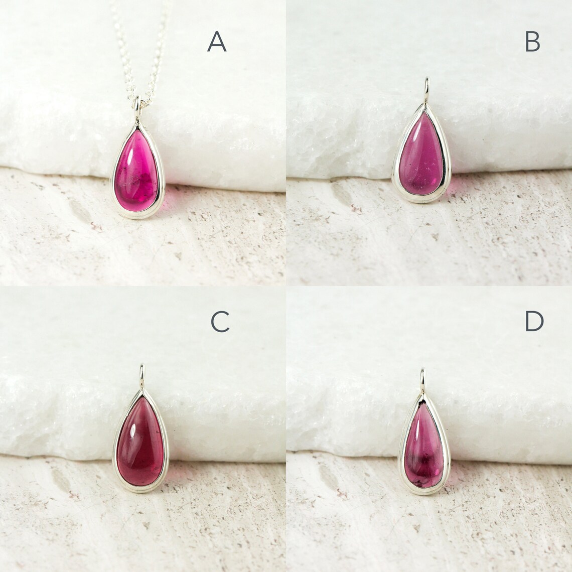 Silver Fuchsia Pink Tourmaline Pendant Healing Heart Chakra | Etsy