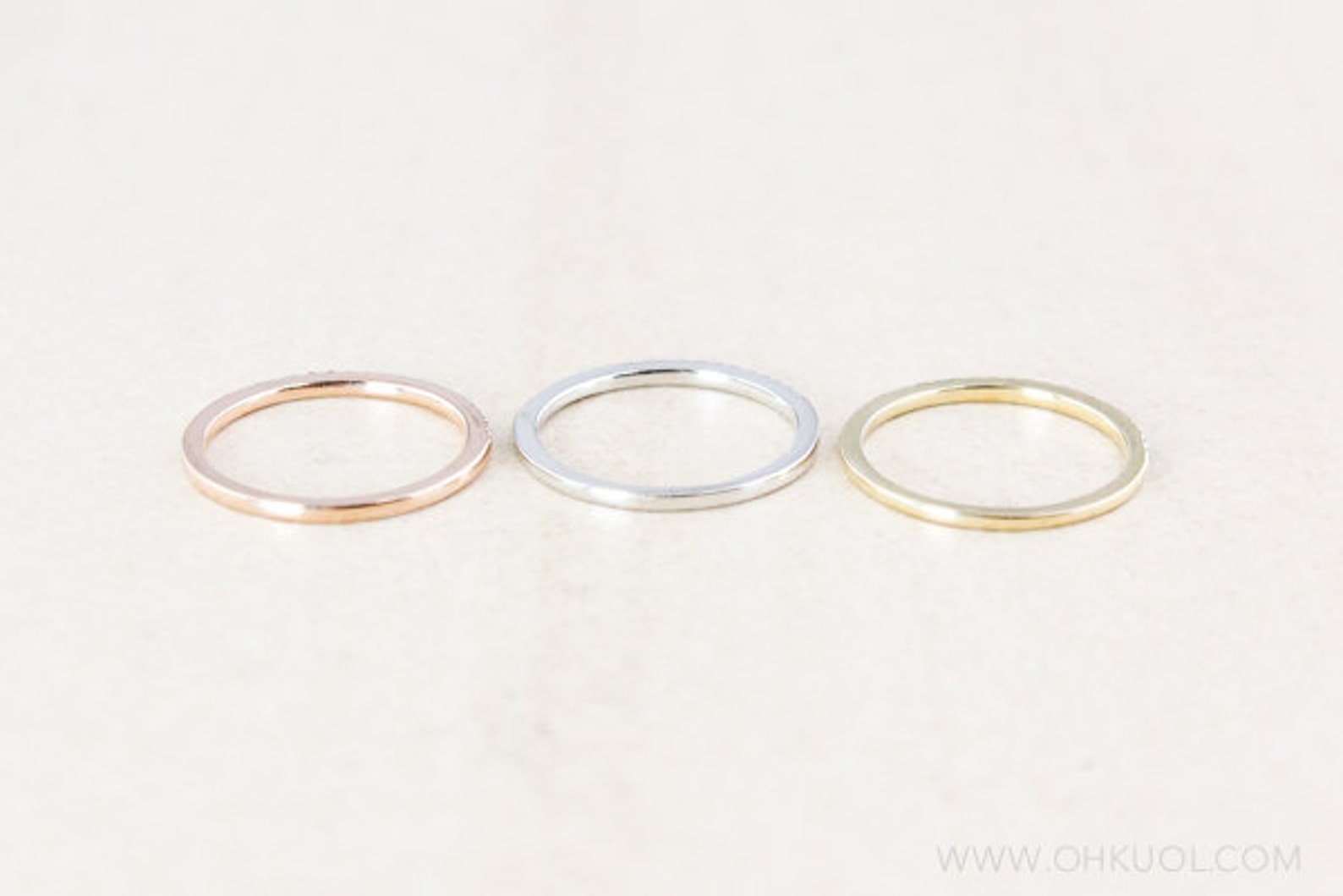 Simple Stackable Diamond Rings 10K Rose Gold 10k Yellow | Etsy