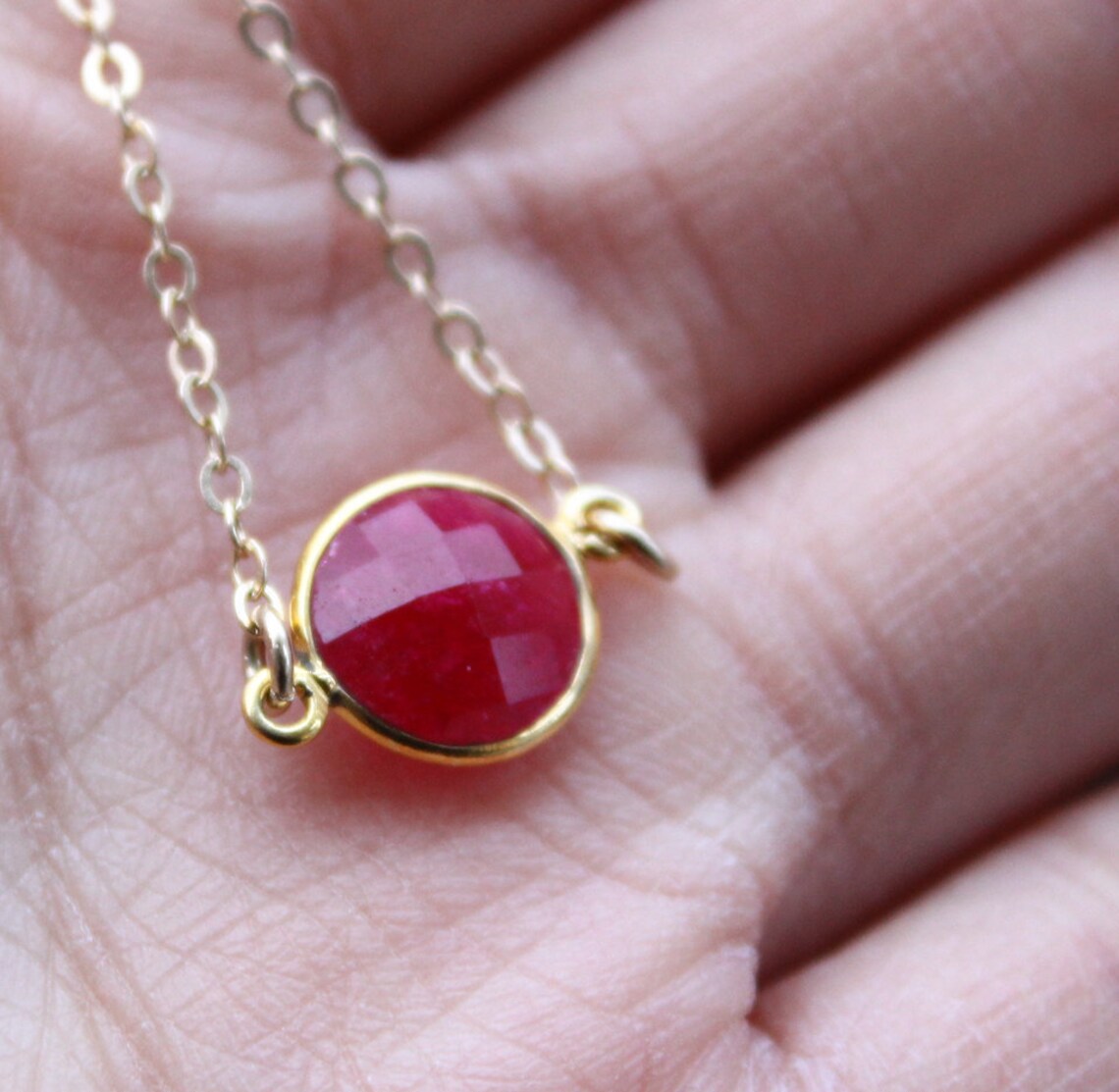 Gold Ruby Quartz Bezel Necklace Mini Gemstone Ruby Quartz - Etsy