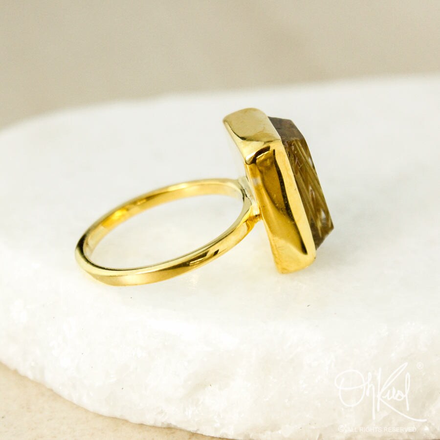 Gold Rectangular Rutile Quartz Ring Rutilated Quartz Rutile | Etsy