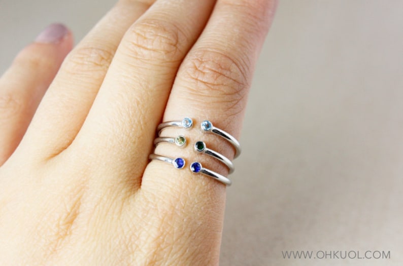 Custom Silver Dual Birthstone Ring Custom Sister Rings - Etsy Canada