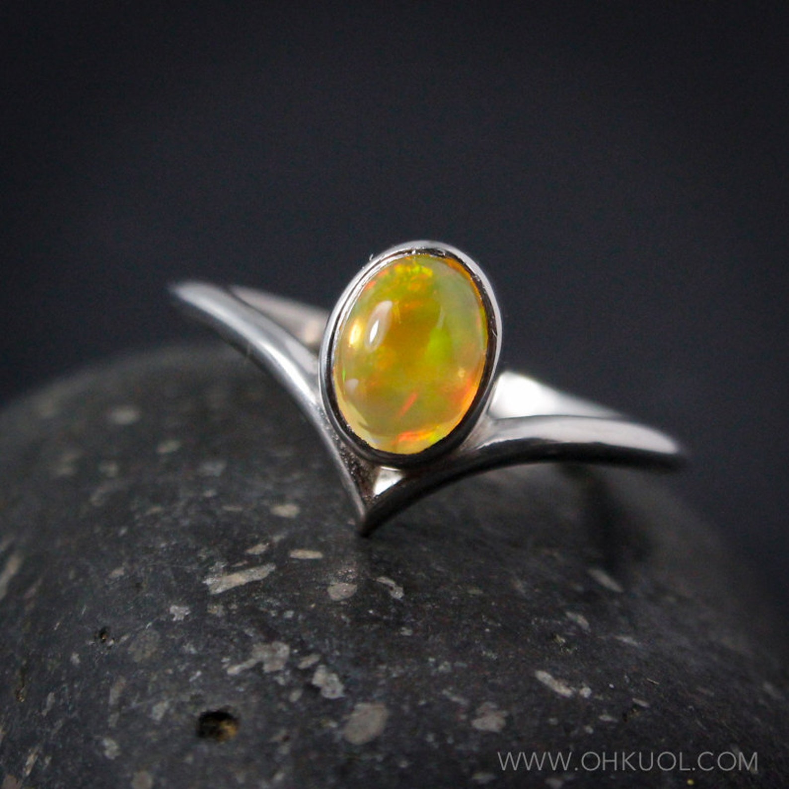 Colorful Natural Solid Opal Ring October Opal Birthstone | Etsy