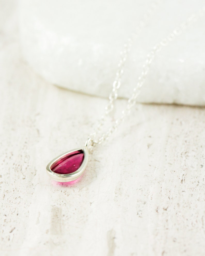 Silver Fuchsia Pink Tourmaline Pendant Healing Heart Chakra | Etsy