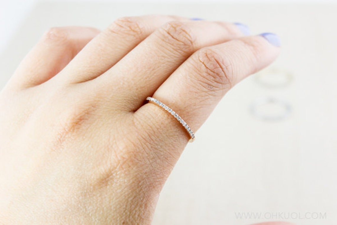 Simple Stackable Diamond Rings 10K Rose Gold 10k Yellow - Etsy