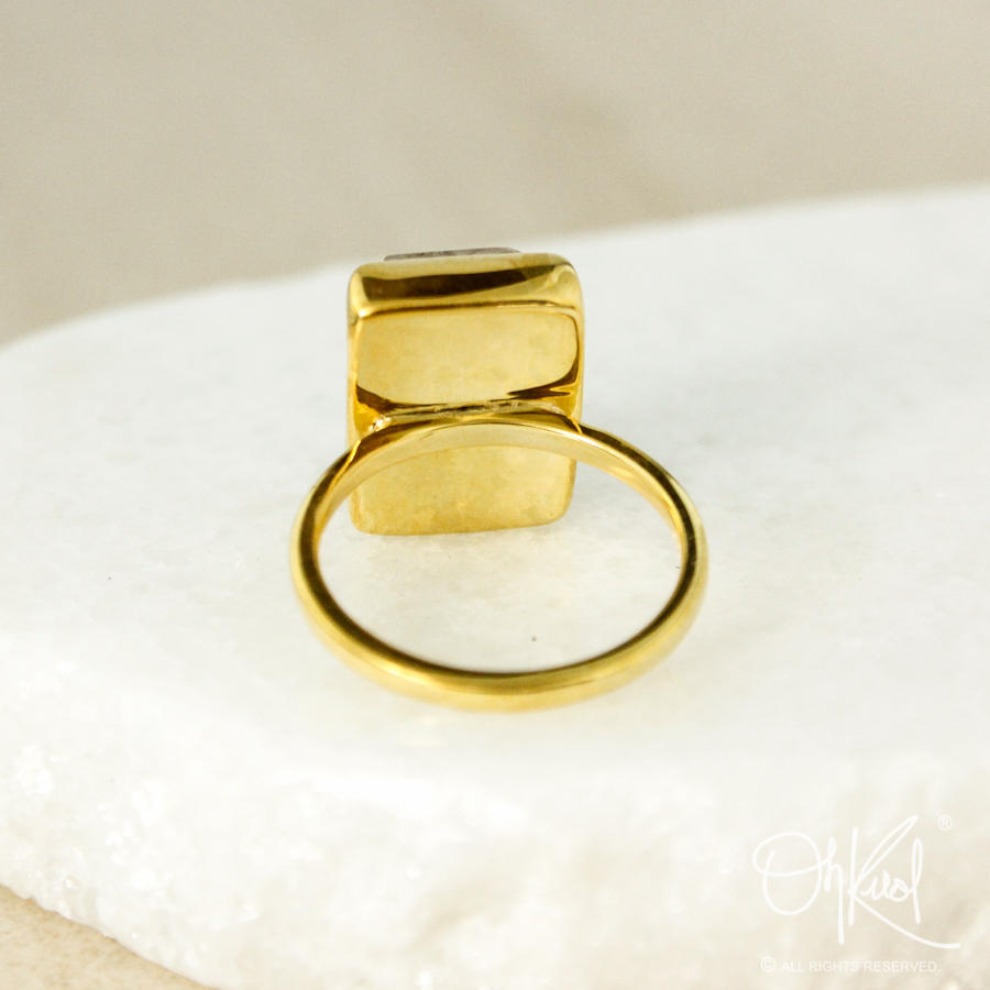 Gold Rectangular Rutile Quartz Ring Rutilated Quartz Rutile | Etsy