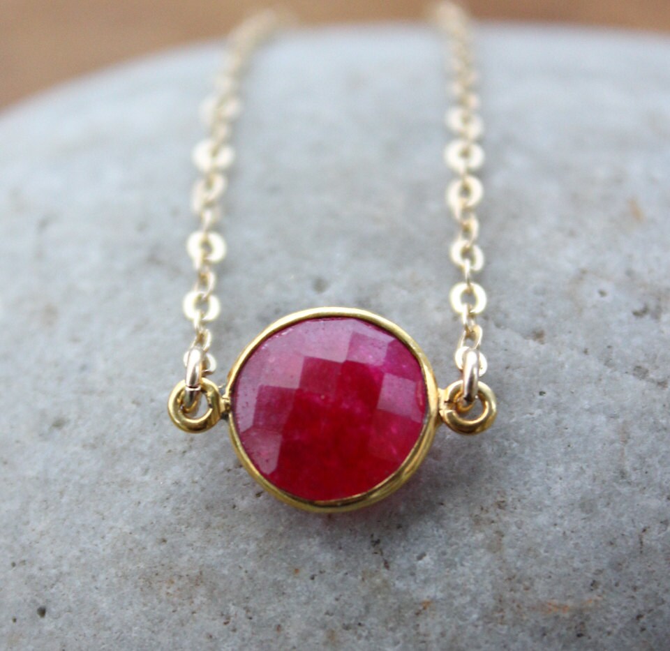 Gold Ruby Quartz Bezel Necklace Mini Gemstone Ruby Quartz - Etsy