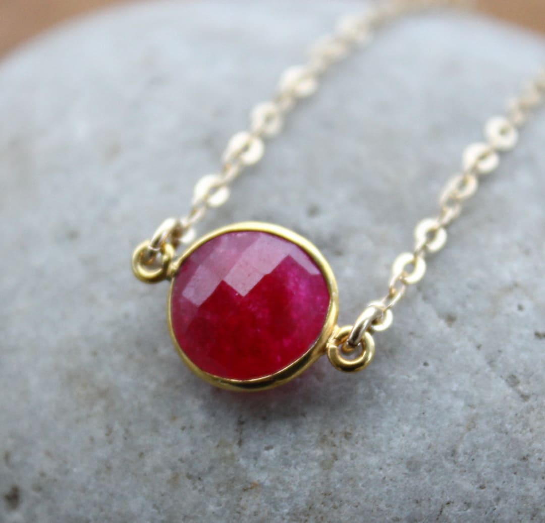 Gold Ruby Quartz Bezel Necklace Mini Gemstone Ruby Quartz - Etsy