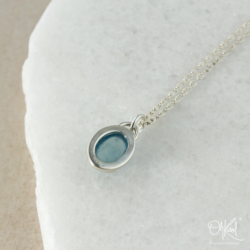 Silver Ice Blue Aquamarine Necklace March Aquamarine Dainty | Etsy