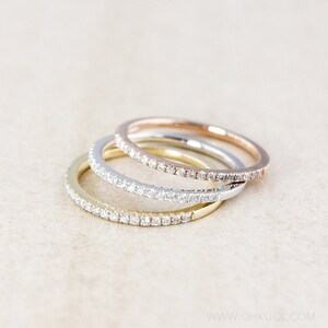Simple Stackable Diamond Rings 10K Rose Gold 10k Yellow - Etsy