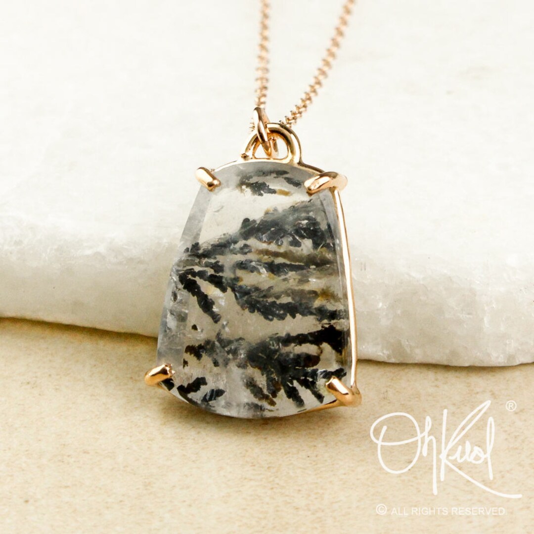 Natural Dendritic Quartz Necklace, Dendrite Quartz Pendant, One of a ...
