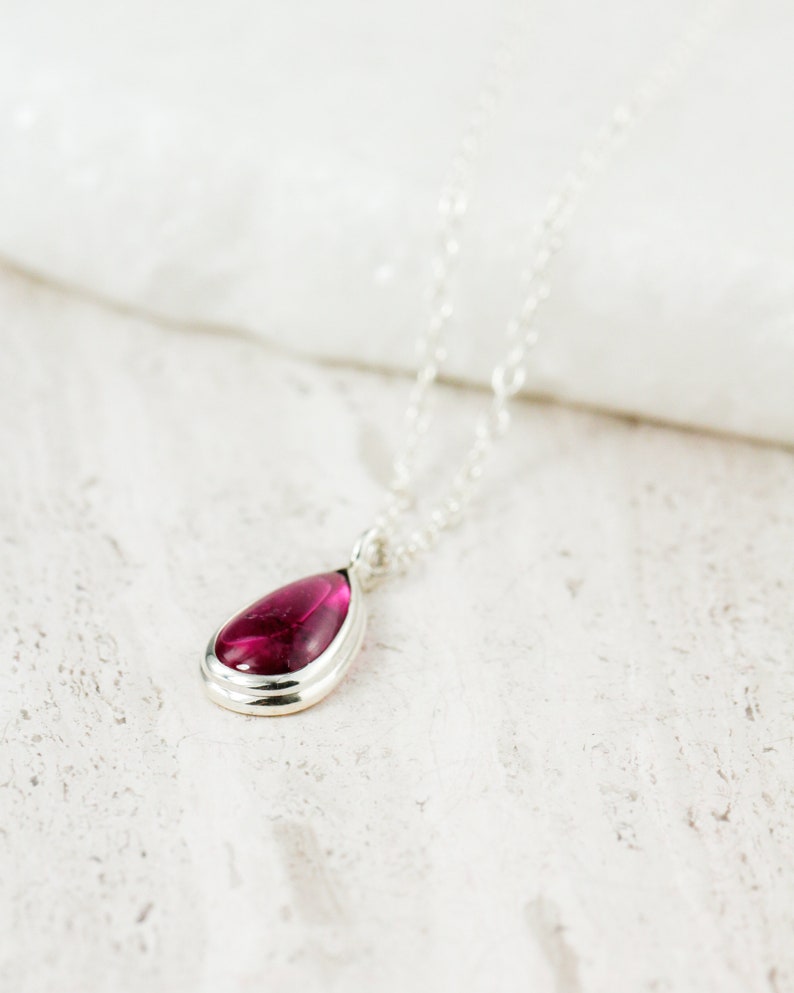 Silver Fuchsia Pink Tourmaline Pendant Healing Heart Chakra | Etsy