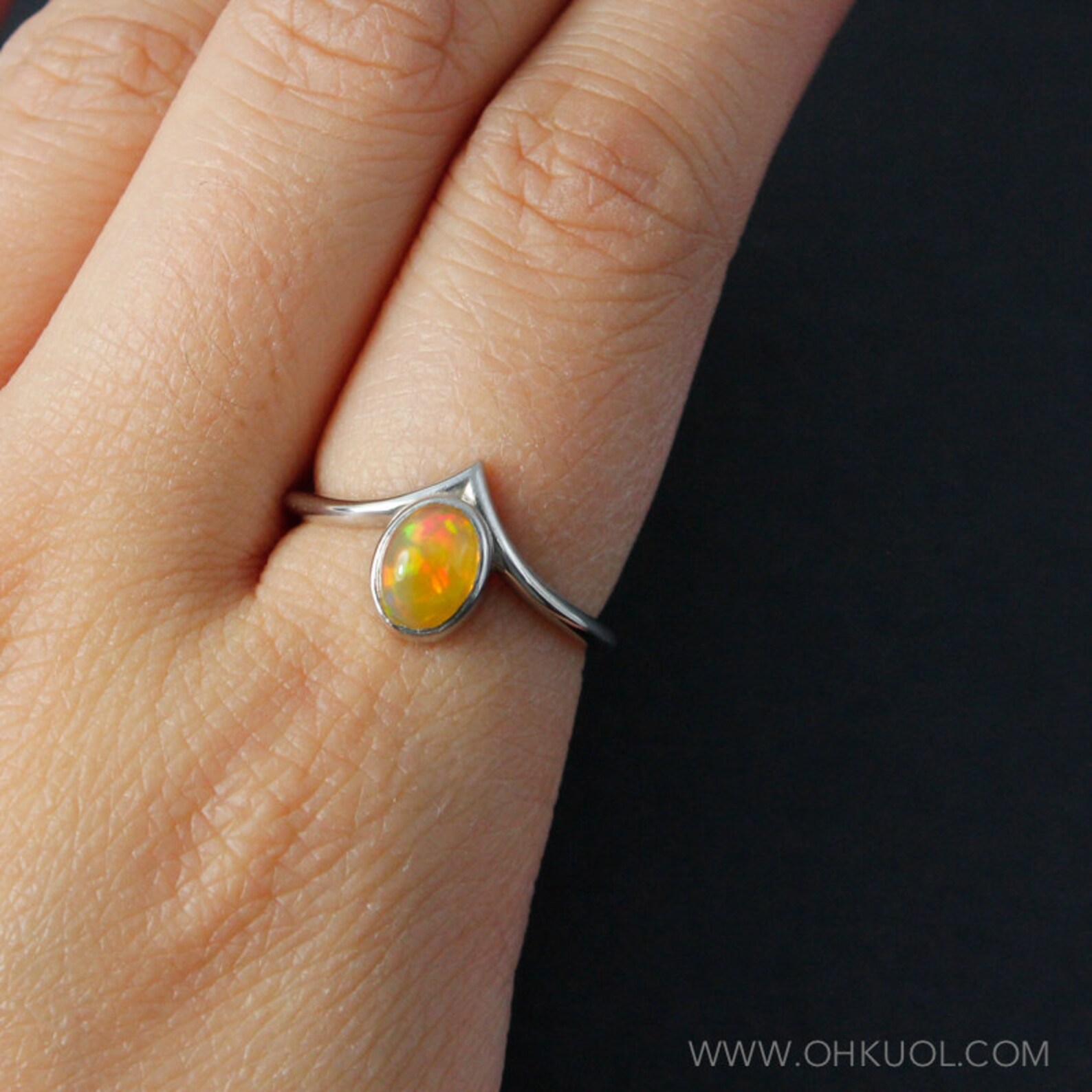 Colorful Natural Solid Opal Ring October Opal Birthstone | Etsy