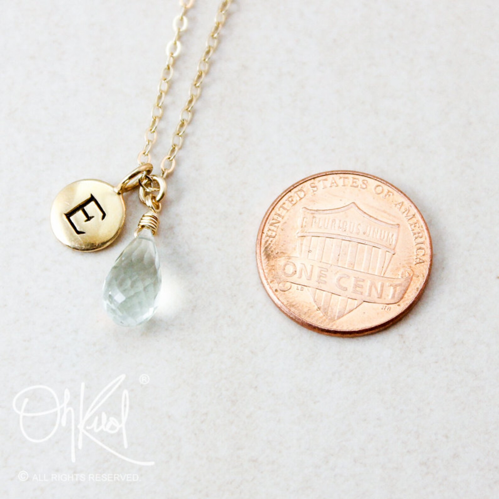 Green Amethyst Gemstone Necklace Letter Charm Pendant - Etsy