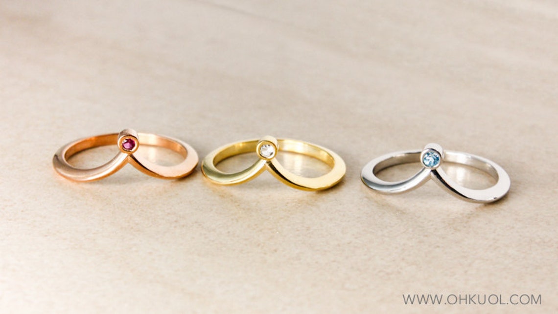 Crown Birthstone Ring Choose Your Birthstone & Setting | Etsy