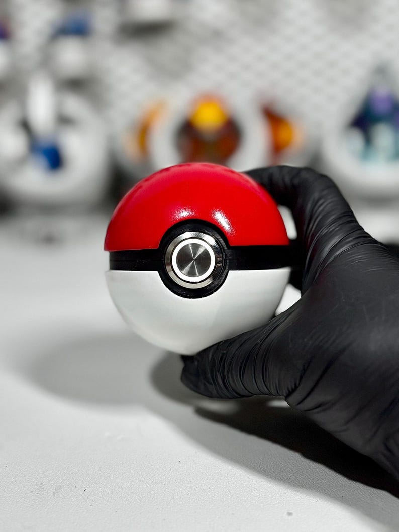 Realistic LED Button Pokeball Large Life Size Hand Painted Resin ...