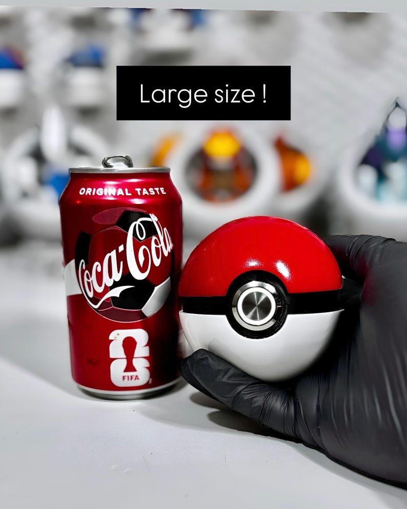Realistic LED Button Pokeball Large Life Size Hand Painted Resin ...