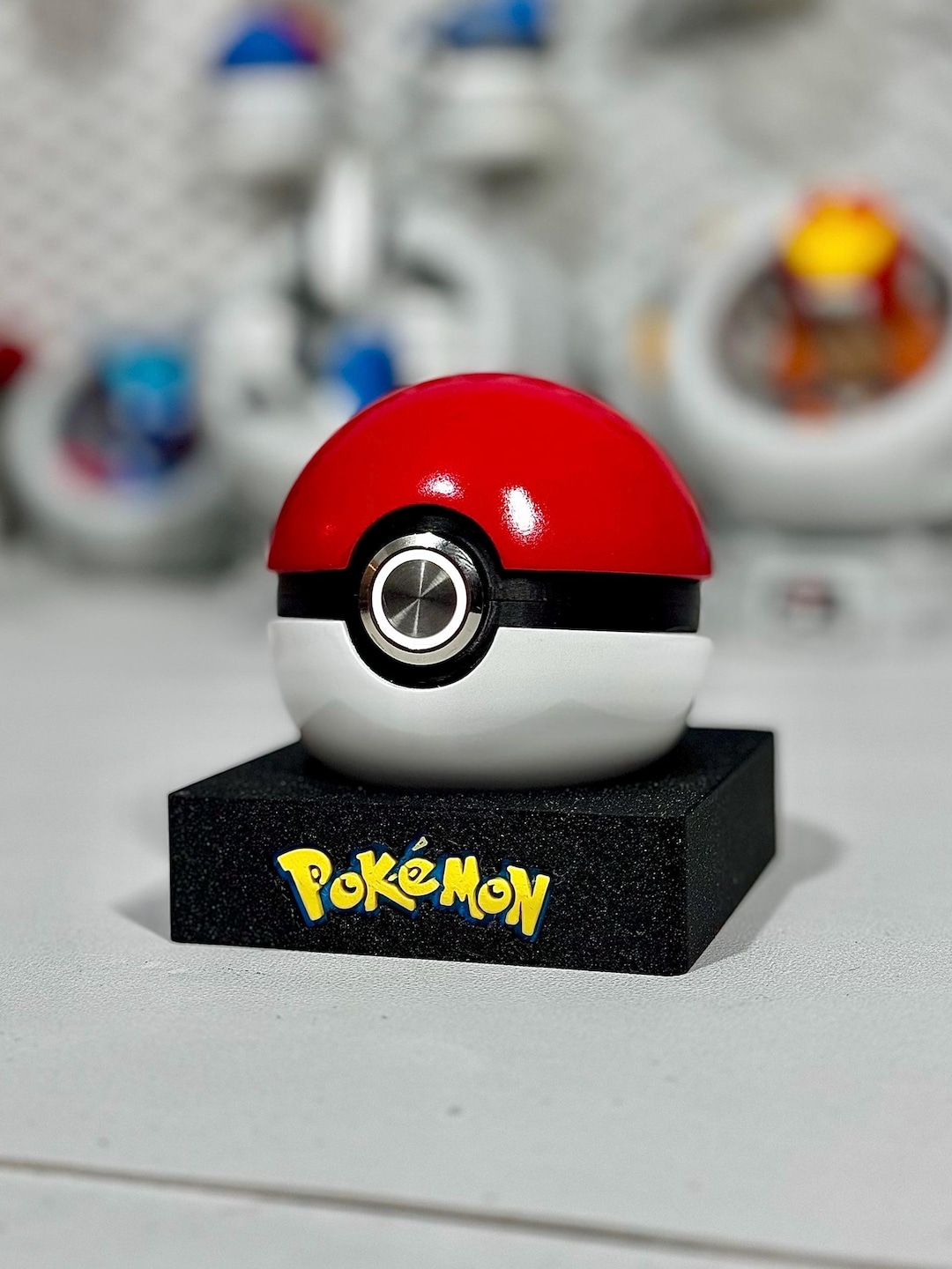 Realistic LED Button Pokeball Large Life Size Hand Painted Resin ...