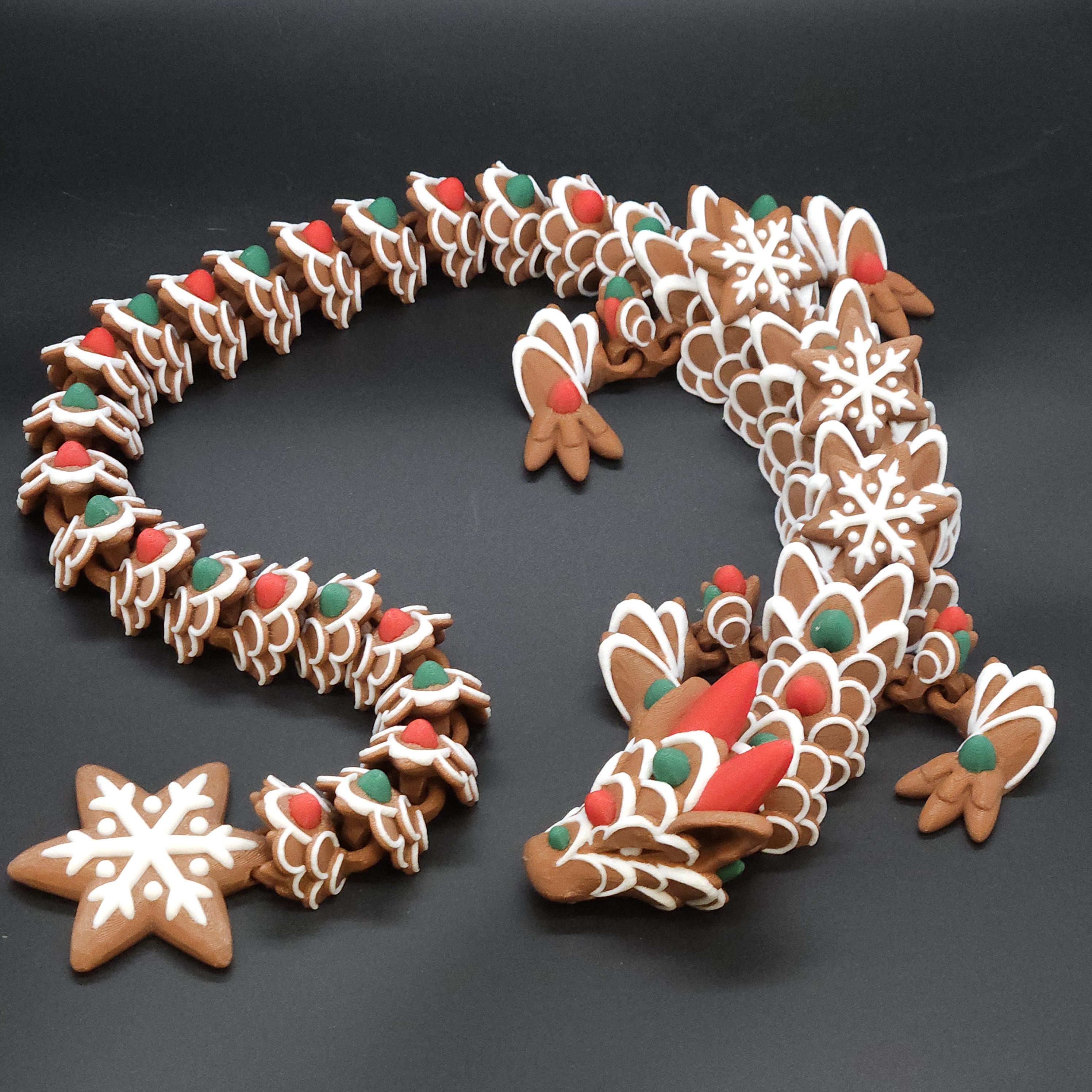 3D Printed Gingerbread Dragon, Articulated Dragon Model, 25 Inch Multi ...