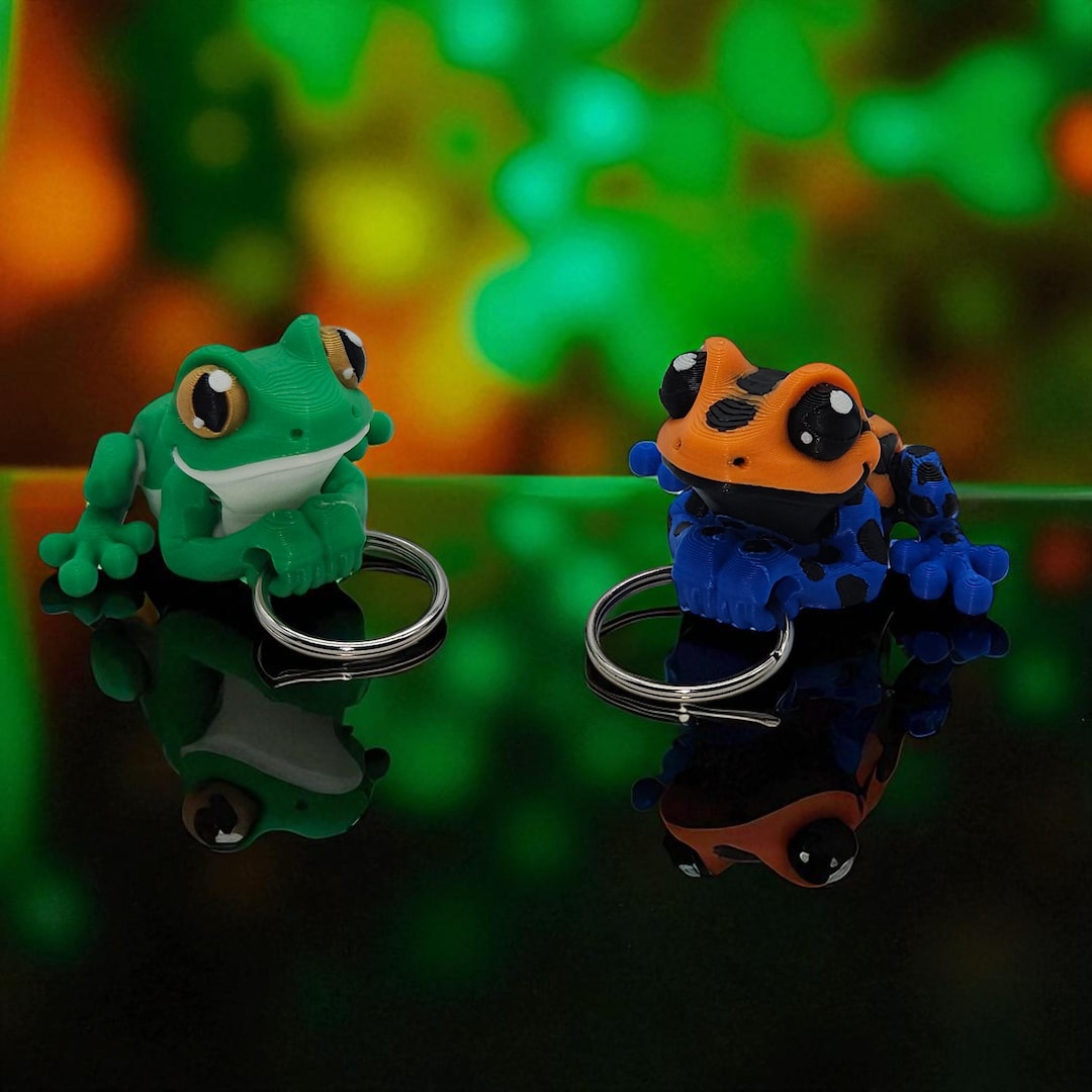 Multi Color Frog Keychains, 3D Printed Bag Charm, 2-inch Keychain, 2 ...