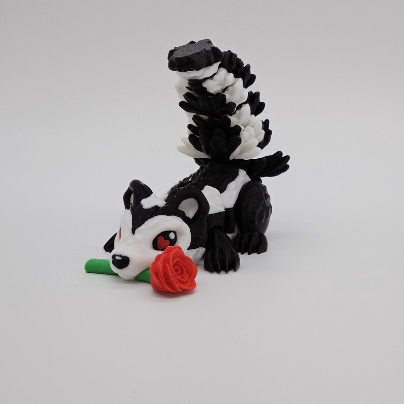 3D Printed Skunk Figurine With Rose: Multi-colored Desk Decor - Etsy
