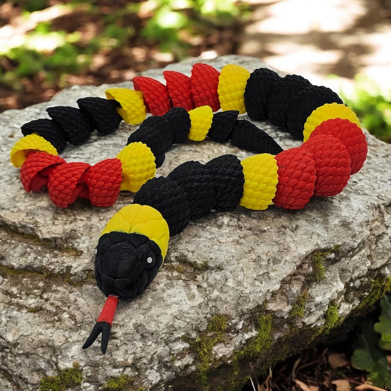 3D Printed Coral Snake Fidget Toy: Multi-color Desk Decor, Stress ...