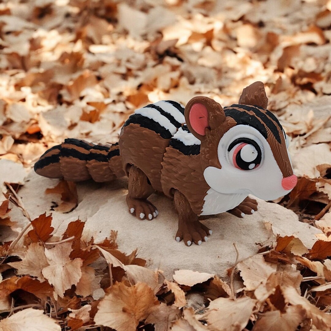 Chipmunk Fidget Toy, 3D Printed Animal, Multi Color Desk Decor, Gift ...