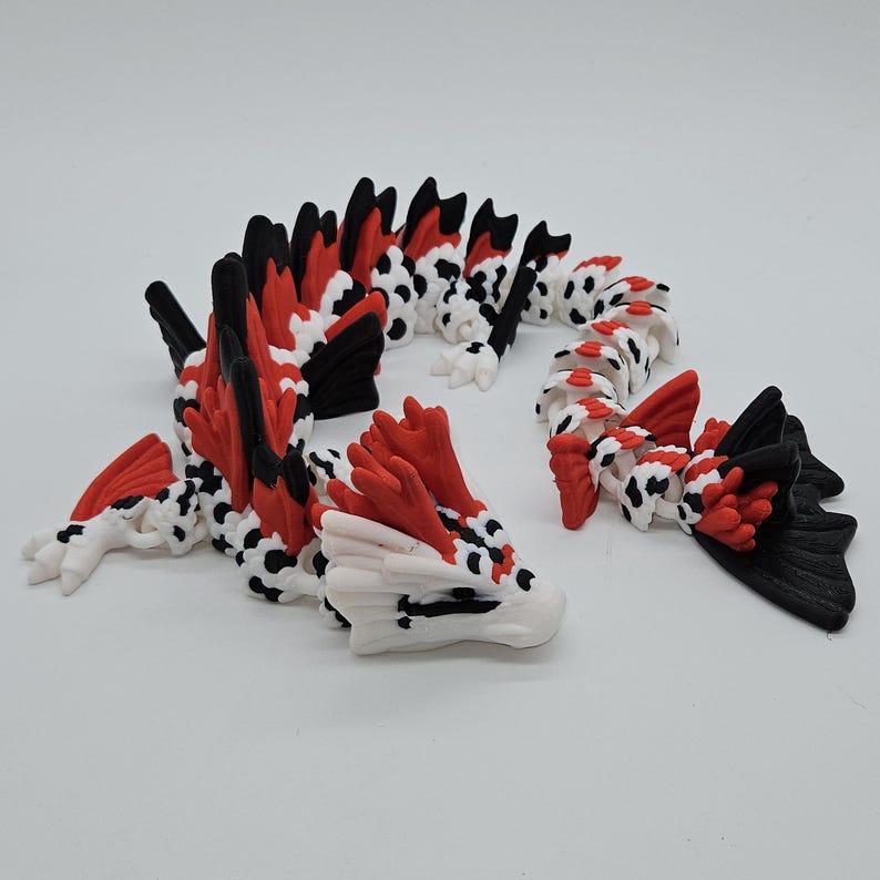 3D Printed Koi Dragon Fidget Toy: Multi-color Desk Art, 19 Inches Long ...