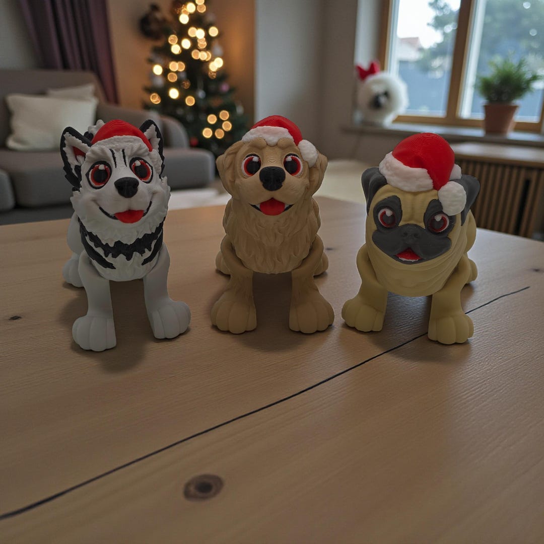 3D Printed Christmas Dog Breeds Flexi Toy, Holiday Fidget - Etsy