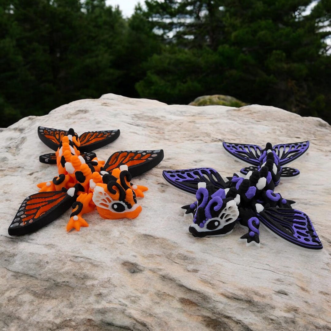 Baby Butterfly Dragon, 3D Printed Dragon, Multi Color Fidget Toy, 4 1/2 ...