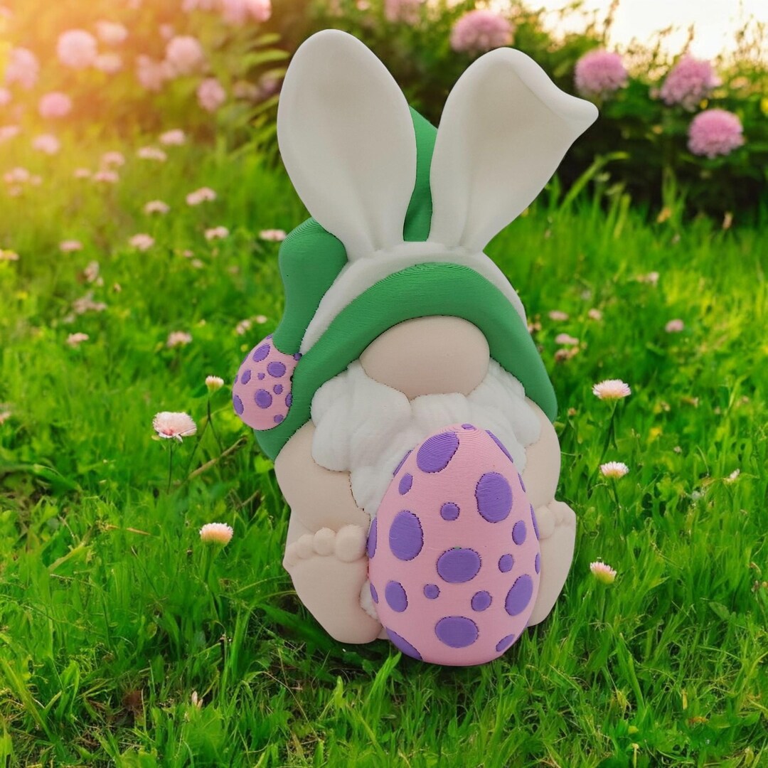 Cheeky Bunny Gnome, 3D Printed, Easter Figurine, Multi Color ...