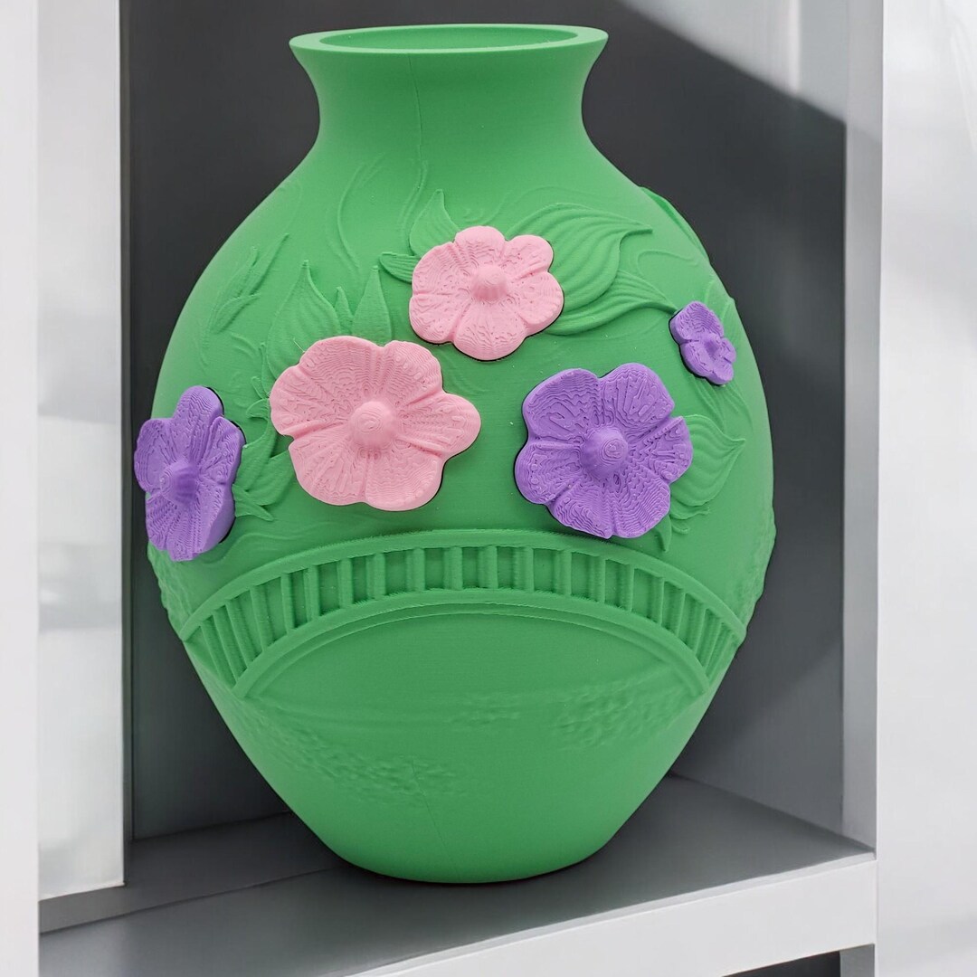 Floral Pathway Vase, 3D Printed, Unique Vase, Multi Colored Interior ...