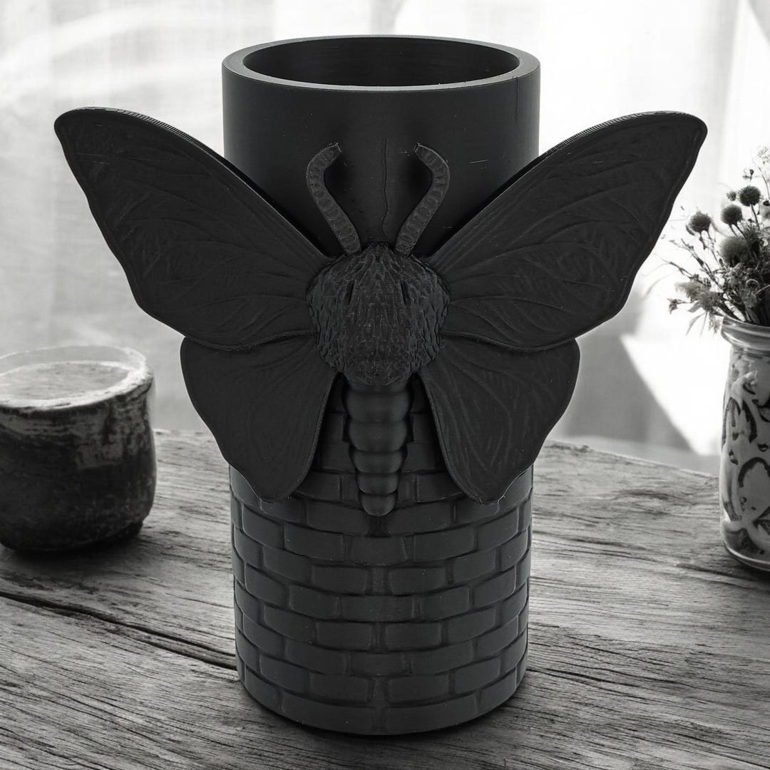 Black Moth Vase, 3D Printed Home Decor, Interior Decor Piece, Desk ...