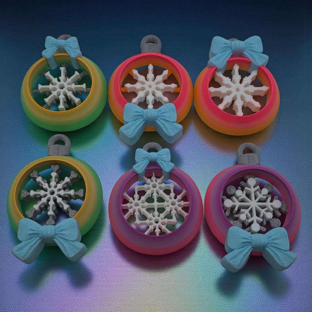 3D Printed Snowflake Christmas Ornaments, Multi Color Set of 6 - Etsy