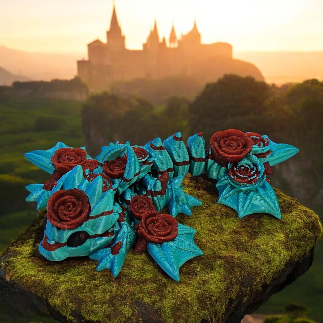 Baby Rose Dragon, 3D Printed Dragon, Multi Color Fidget Toy, 5 1/2 ...