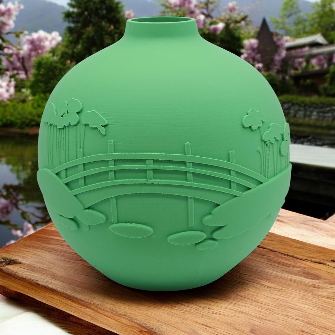 3d Printed Japanese Bridge Vase, Table Centerpiece, Dried Flowers Decor ...